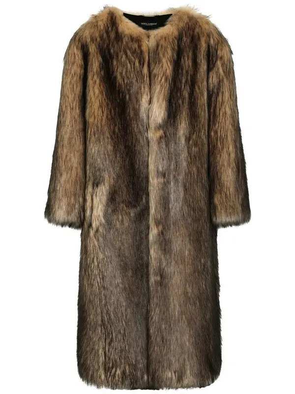 Dolce & Gabbana Single-breasted Faux-fur Coat