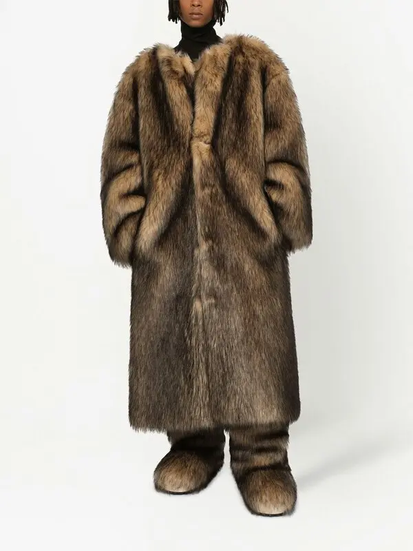 Dolce & Gabbana Single-breasted Faux-fur Coat