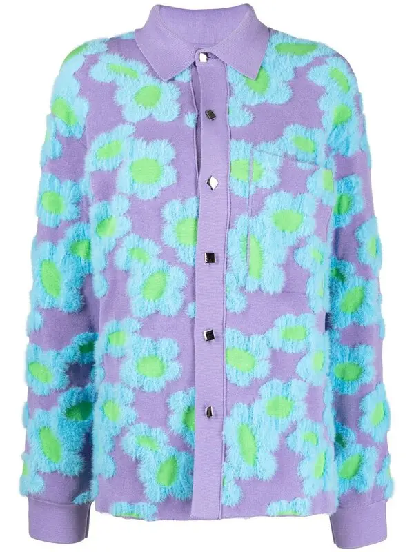 Jacquemus Le Chemise Neve Fleurs Cardigan - Purple