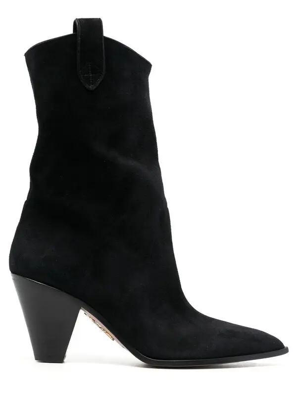 AQUAZZURA Boogie Leather Cowboy Boots - Black