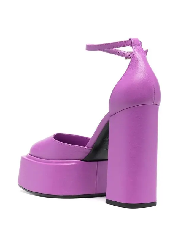 3JUIN Leather Platform Pumps - Purple