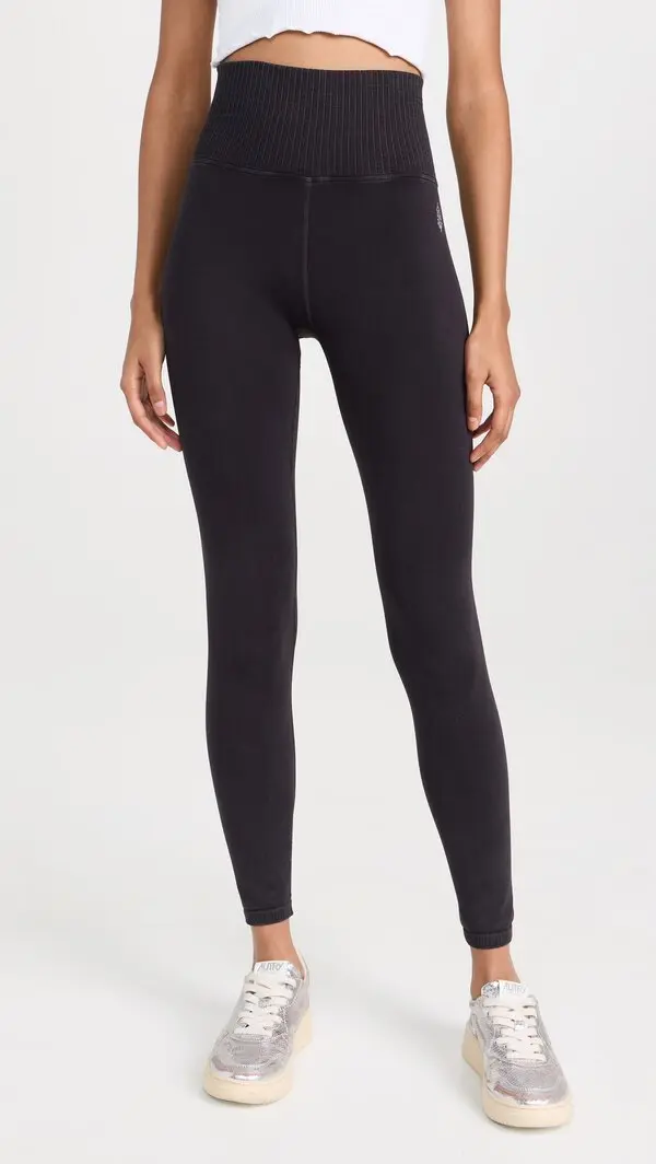 Free People Good Karma High Waisted 7/8 Leggings - Washed Black