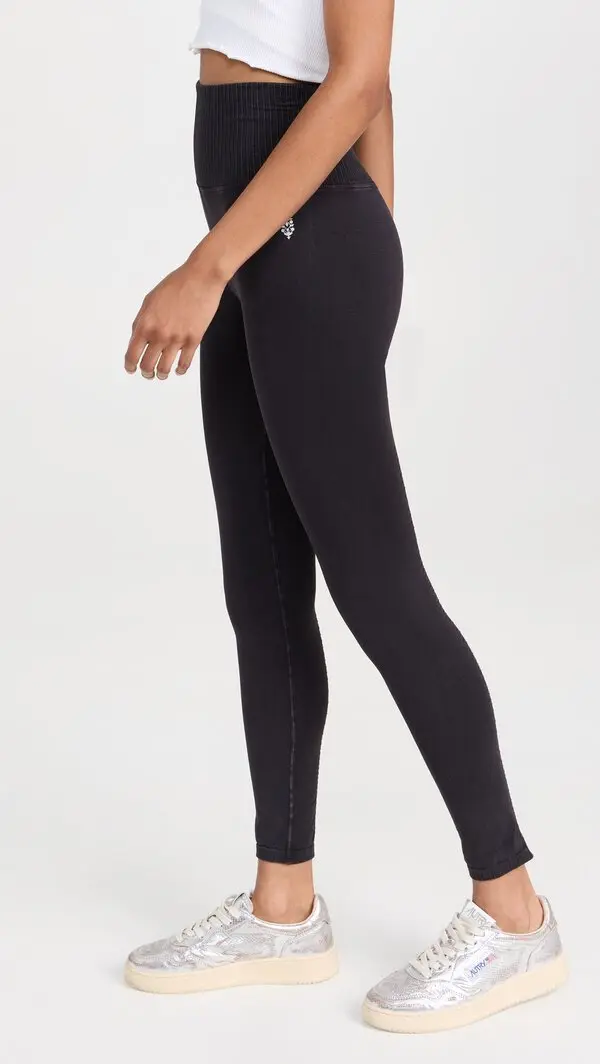 Free People Good Karma High Waisted 7/8 Leggings - Washed Black