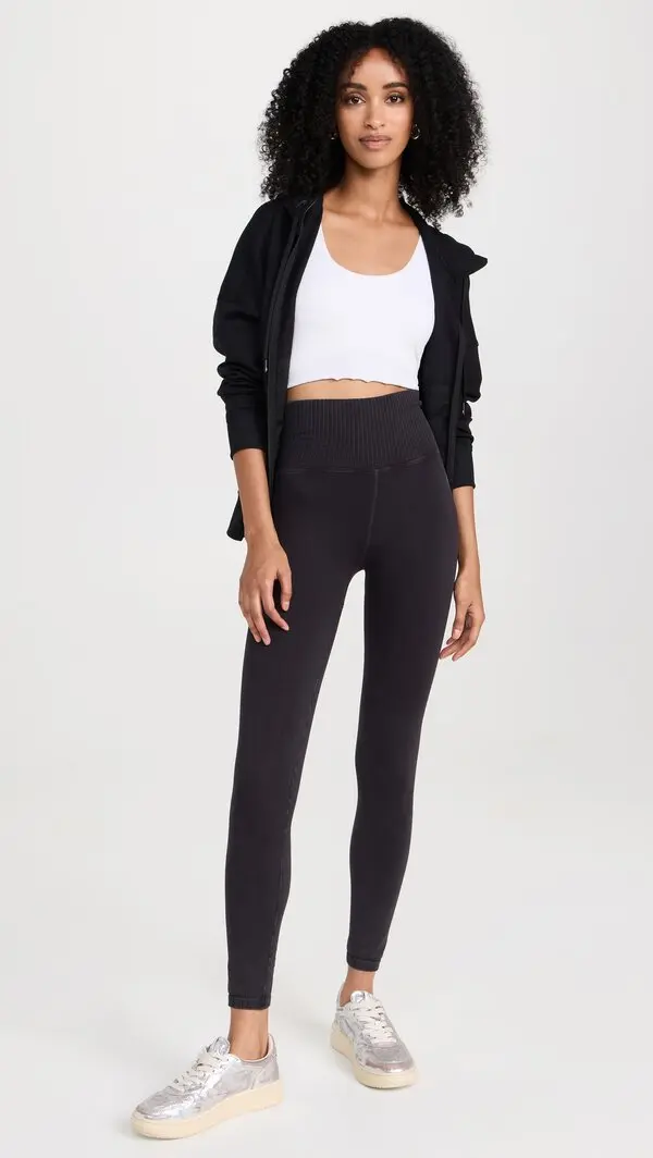 Free People Good Karma High Waisted 7/8 Leggings - Washed Black