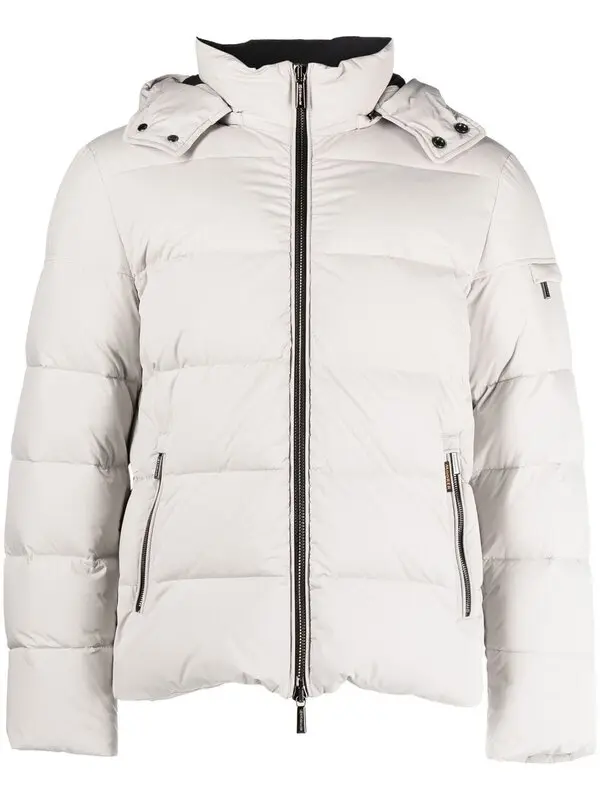 MOORER Padded Zip-up Hooded Down Jacket - Neutrals