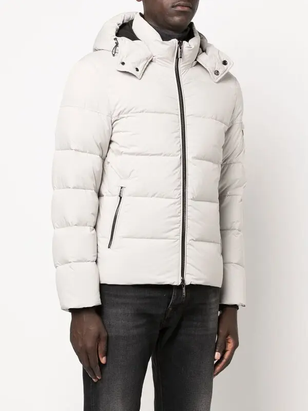 MOORER Padded Zip-up Hooded Down Jacket - Neutrals