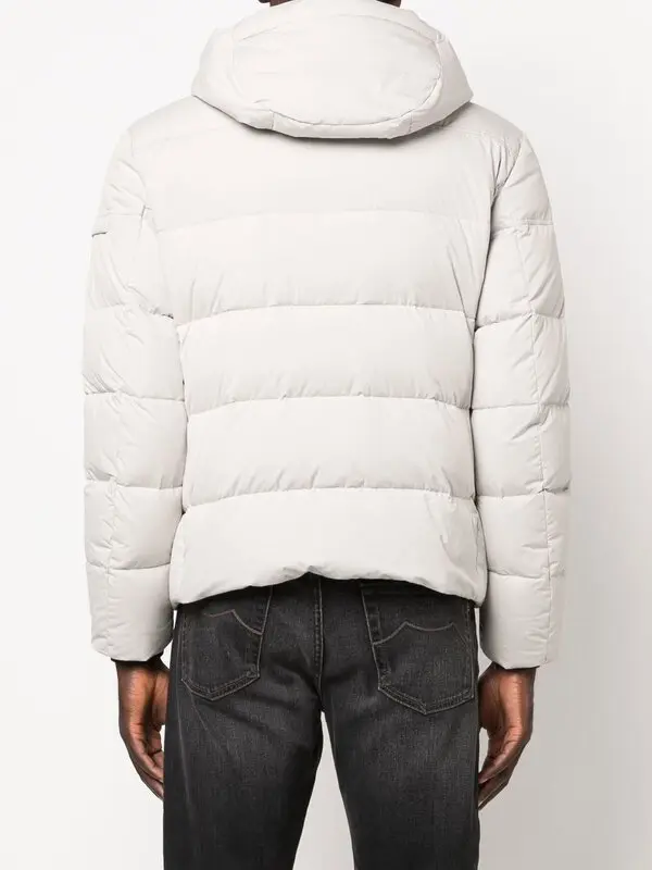 MOORER Padded Zip-up Hooded Down Jacket - Neutrals