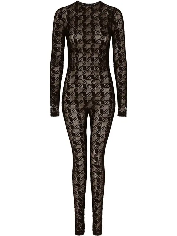 Dolce & Gabbana Semi-sheer Lace Jumpsuit - Black