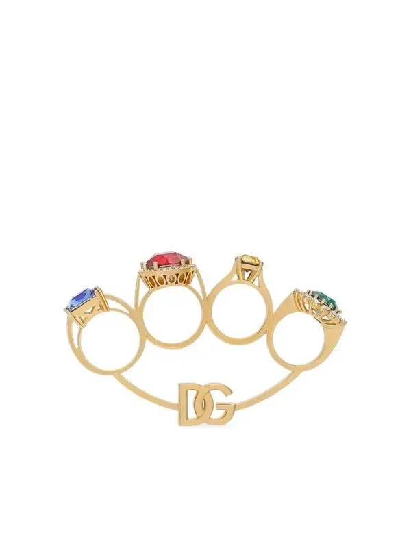 Dolce & Gabbana Knucklebuster Rhinestone-embellished Ring - Gold