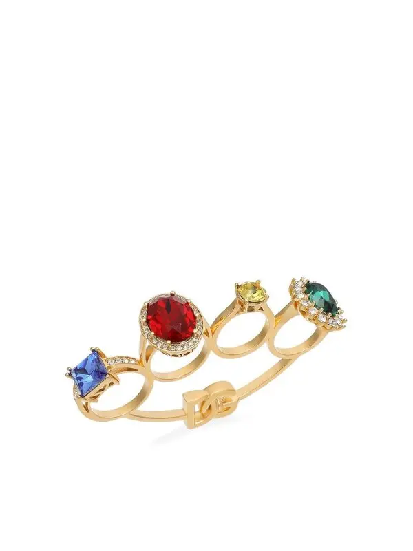 Dolce & Gabbana Knucklebuster Rhinestone-embellished Ring - Gold