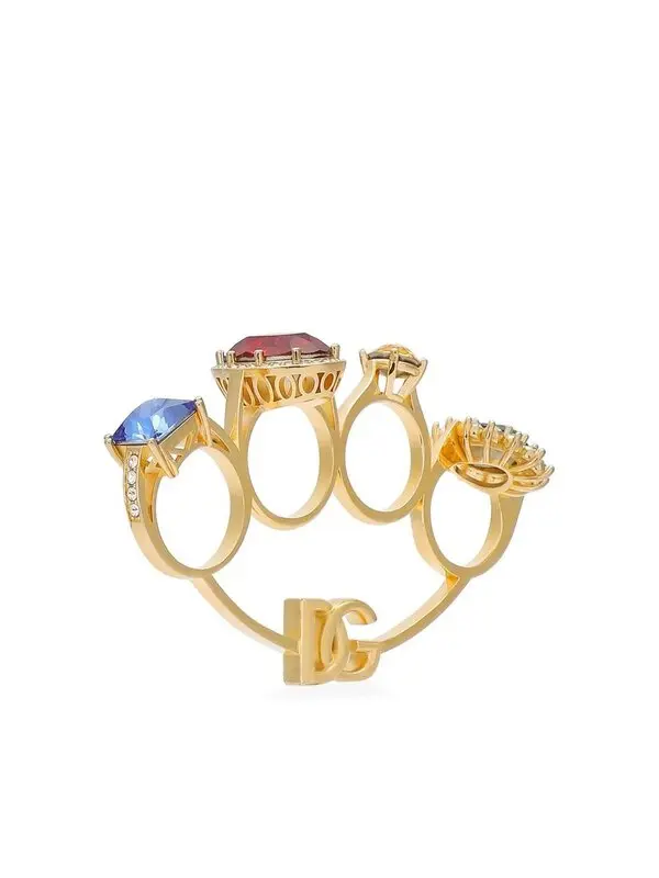 Dolce & Gabbana Knucklebuster Rhinestone-embellished Ring - Gold