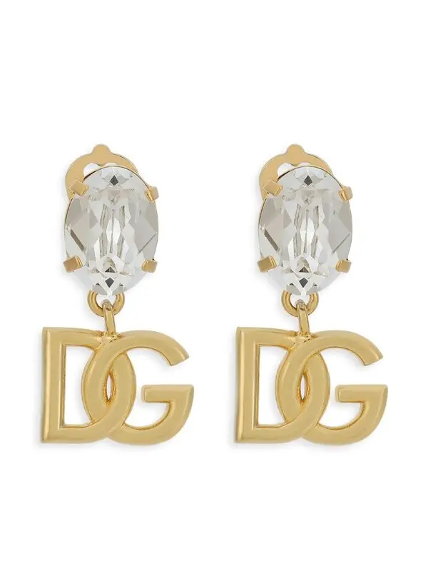 Dolce & Gabbana Rhinestone Dg-logo Earrings - Gold