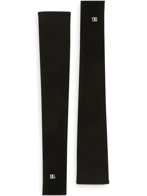 Dolce & Gabbana Logo Plaque Fingerless Gloves - Black