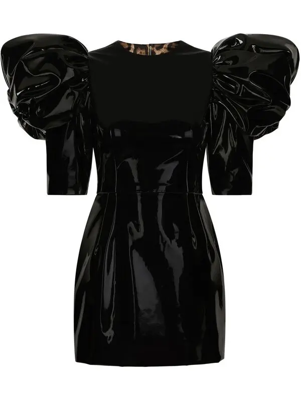 Dolce & Gabbana Puff-sleeve High-shine Dress - Black