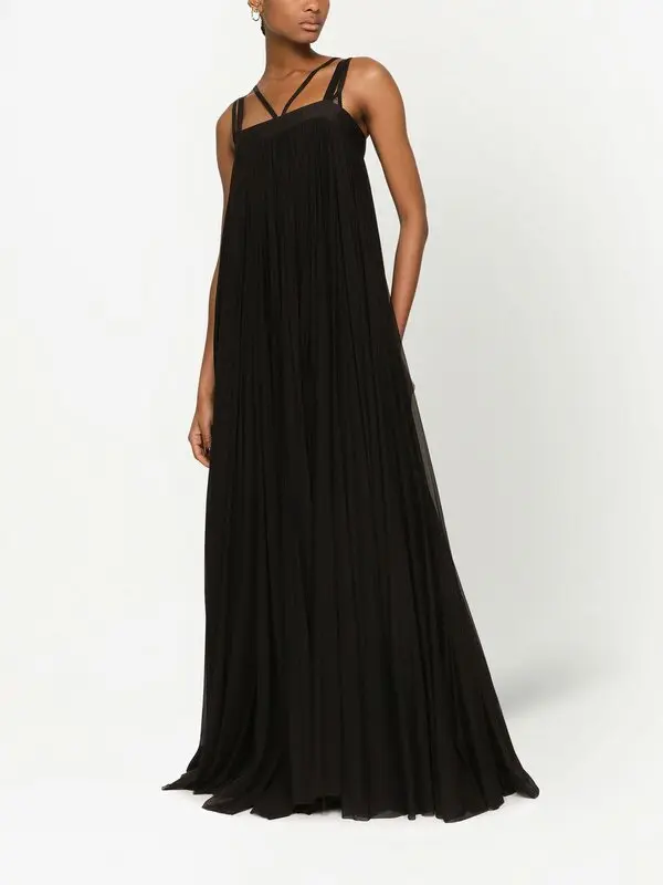 Dolce & Gabbana Pleated Tulle Maxi Dress