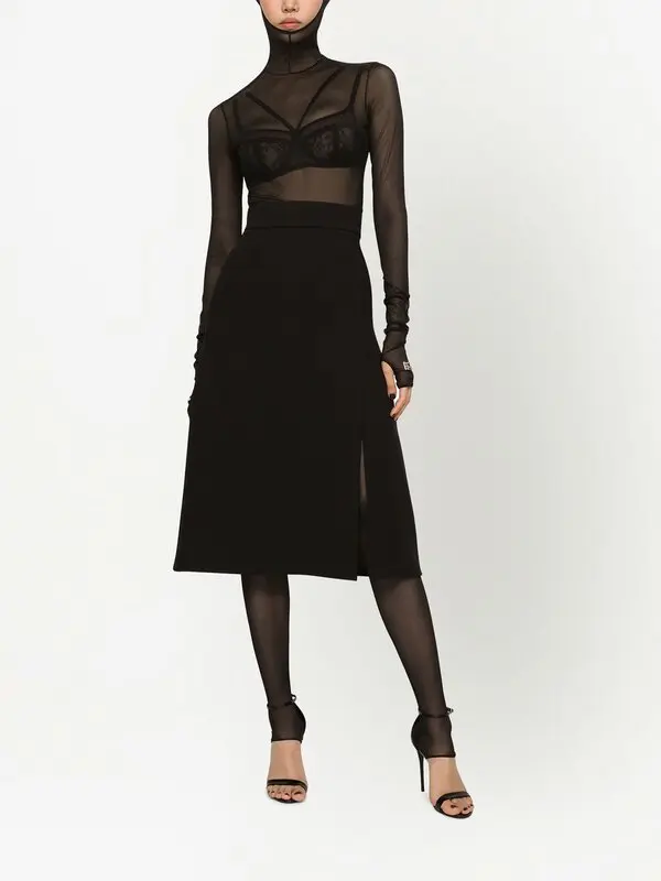 Dolce & Gabbana Slit-detail Crepe Midi Skirt