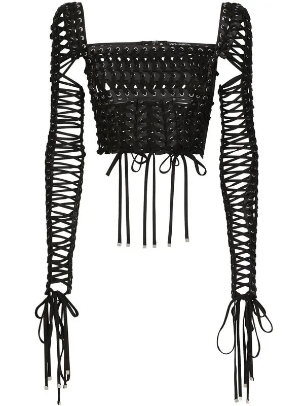 Dolce & Gabbana Lace-up Bustier Blouse - Black