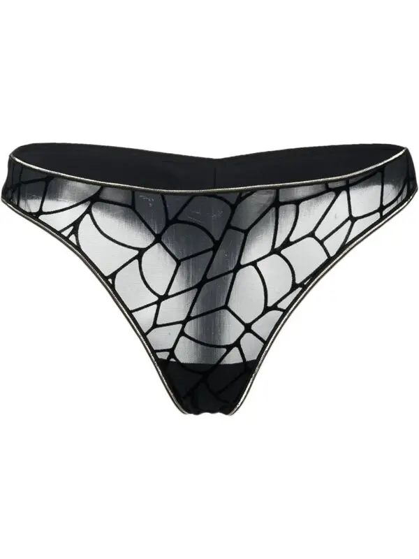 Marlies Dekkers Embroidered Sheer Thong - Black