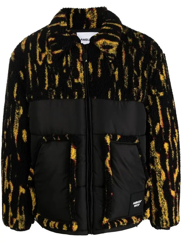 AMBUSH Abstract-print Panelled Jacket - Black
