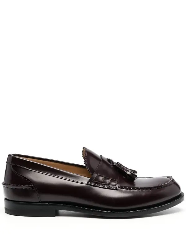 SCAROSSO Leather Slip-on Loafers - Red