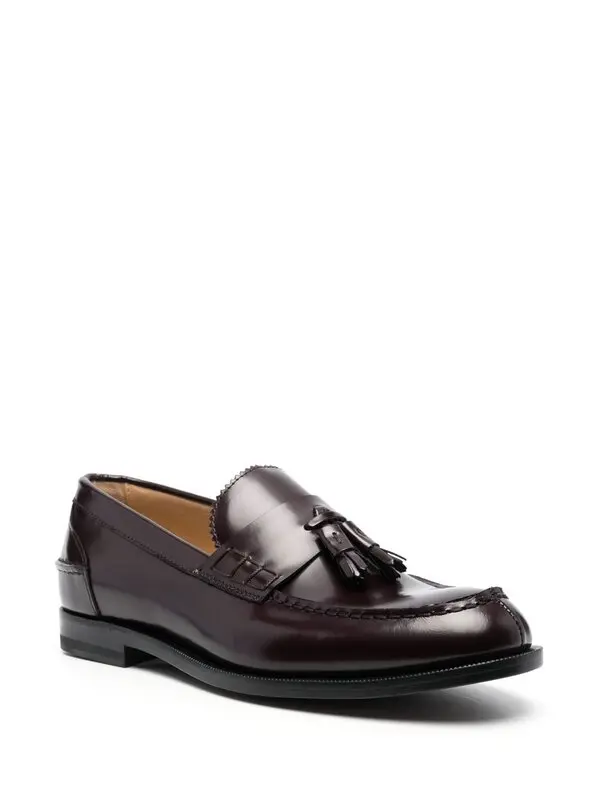 SCAROSSO Leather Slip-on Loafers - Red