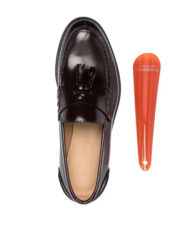 SCAROSSO Leather Slip-on Loafers - Red