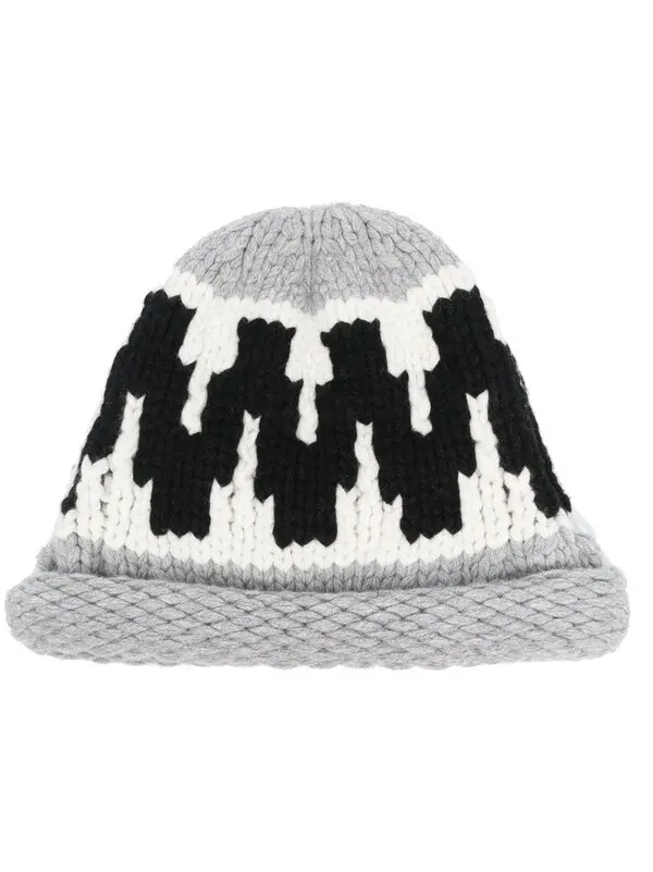 Kenzo Zigzag Knit Beanie - Grey