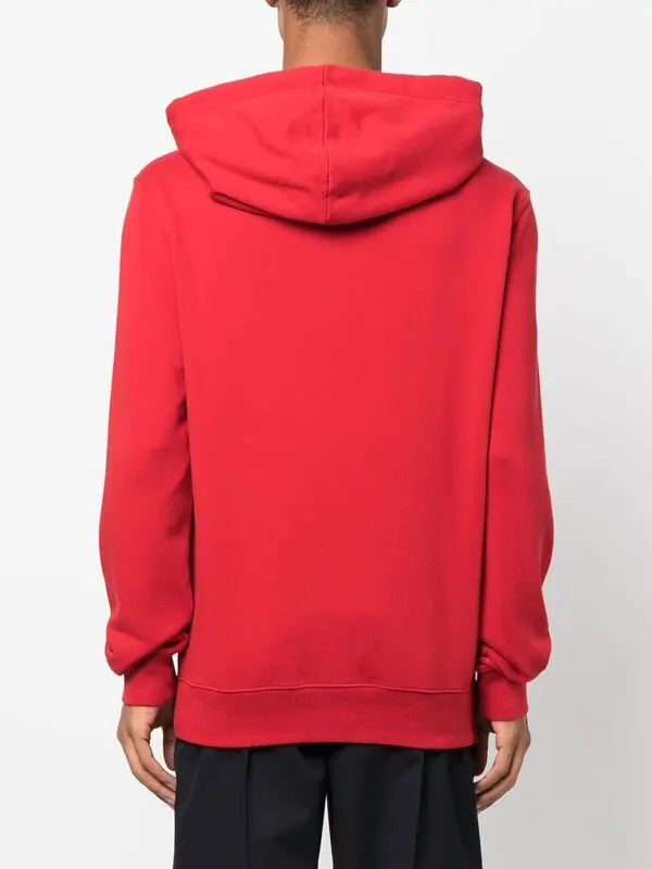 LANVIN Logo Appliqué Cotton-jersey Hoodie - Red