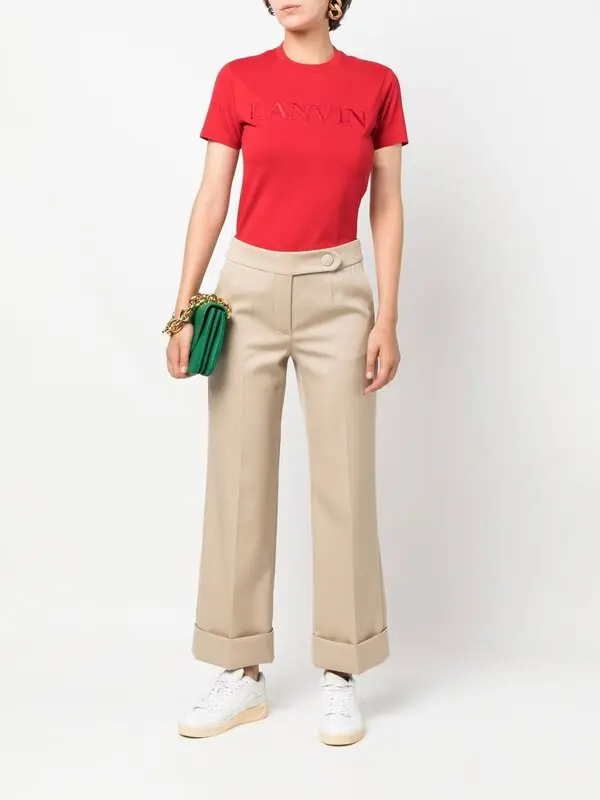 LANVIN Mid-rise Cropped Wool Trousers - Neutrals