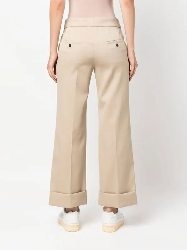 LANVIN Mid-rise Cropped Wool Trousers - Neutrals