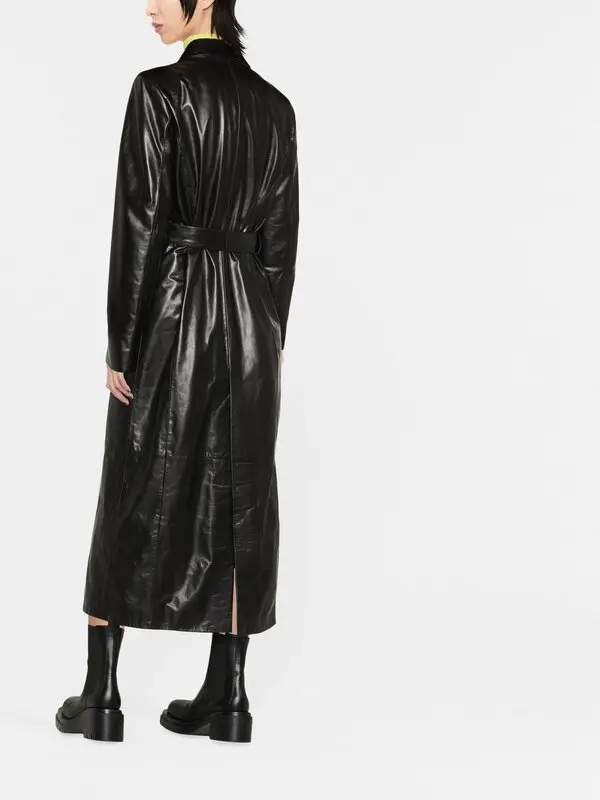 Drome Belted Leather Trench Coat
