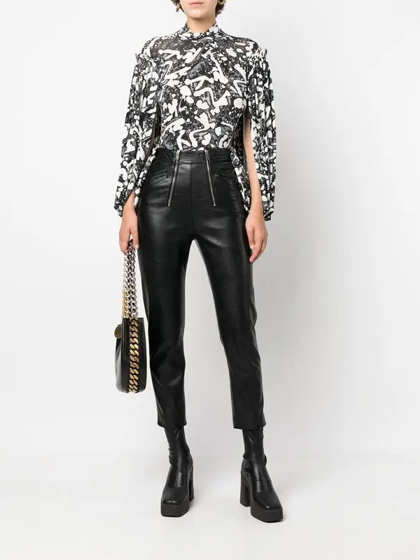 Stella McCartney S S Swan-print Slit-sleeve Blouse