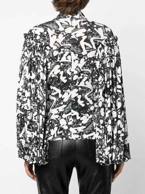 Stella McCartney S S Swan-print Slit-sleeve Blouse