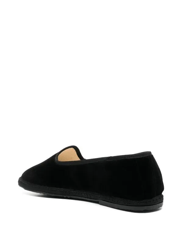 SCAROSSO Velvet Slip-on Loafers - Black