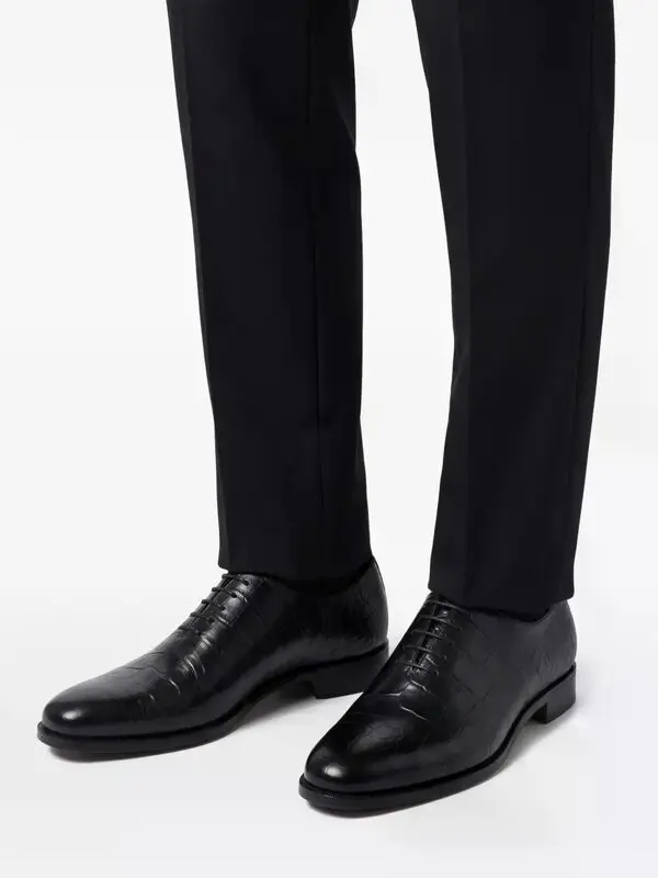 SCAROSSO Crocodile-effect Leather Lace-up Shoes