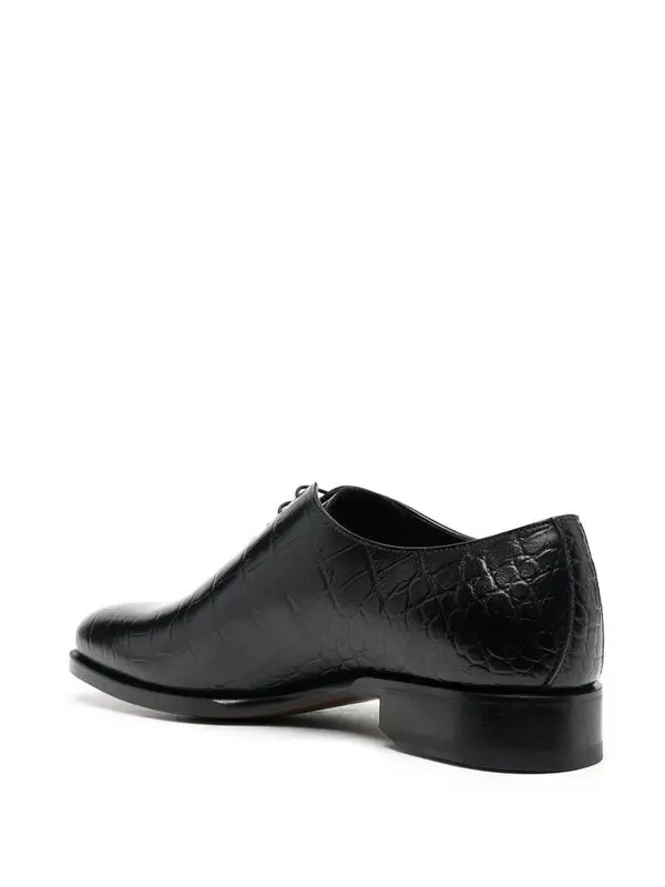 SCAROSSO Crocodile-effect Leather Lace-up Shoes
