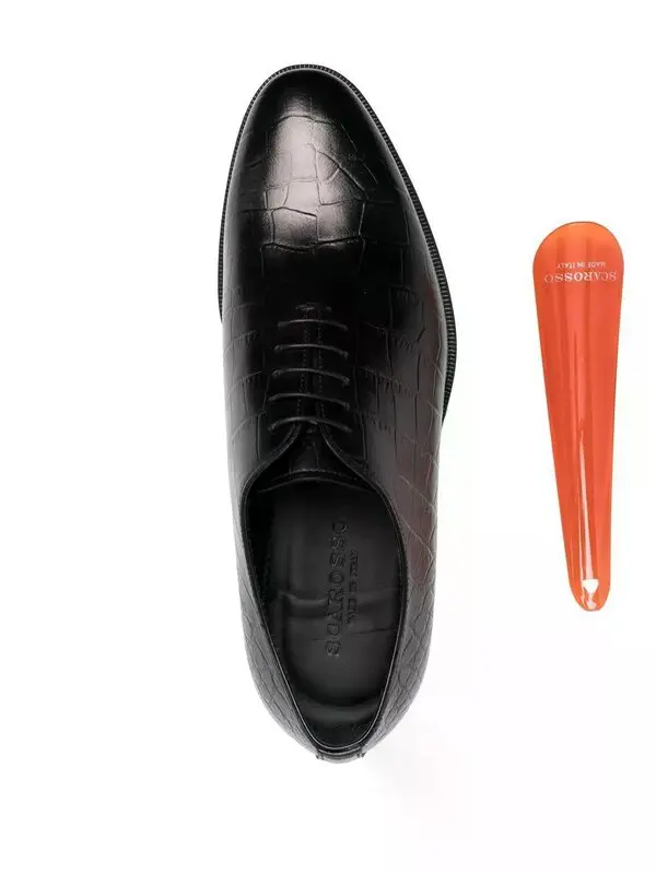 SCAROSSO Crocodile-effect Leather Lace-up Shoes