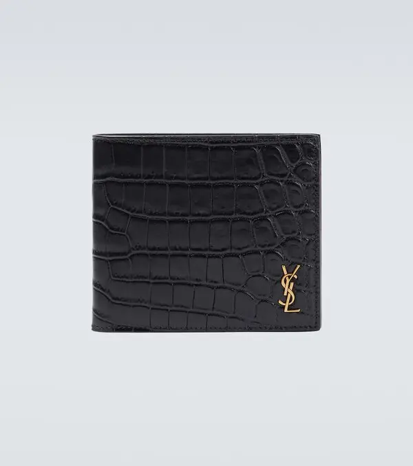 Saint Laurent East/west Croc-effect Bifold Wallet - Black