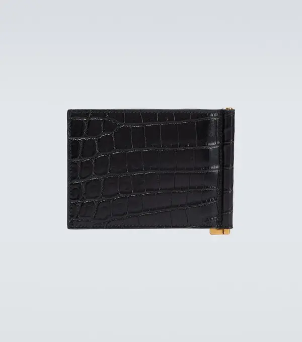 Saint Laurent Cassandre Croc-effect Leather Wallet
