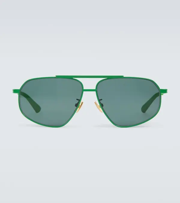 Bottega Veneta Metal Aviator Sunglasses - Green