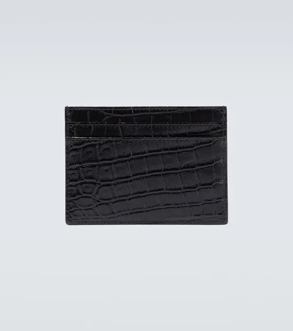 Saint Laurent Croc-effect Leather Card Holder