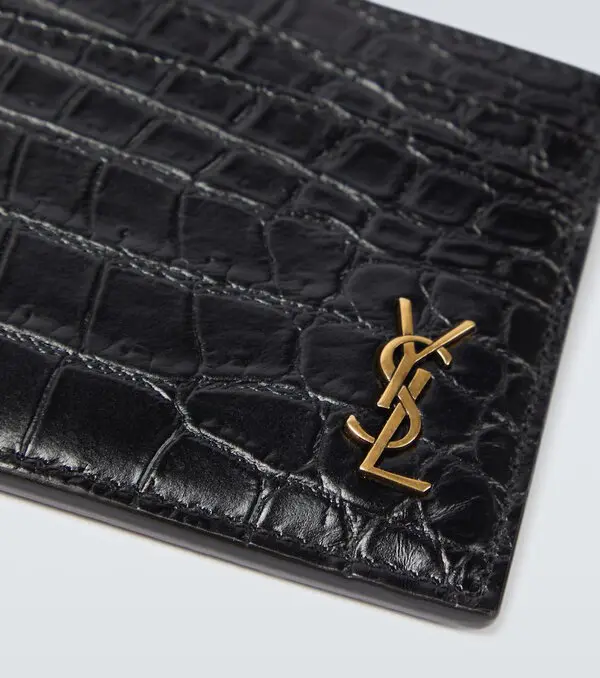 Saint Laurent Croc-effect Leather Card Holder