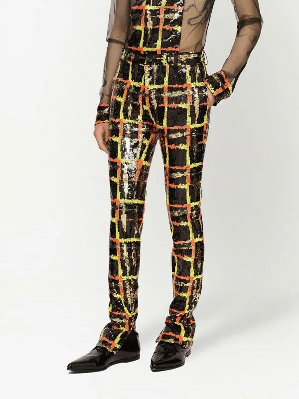 Dolce & Gabbana Sequin-embellished Checked Trousers