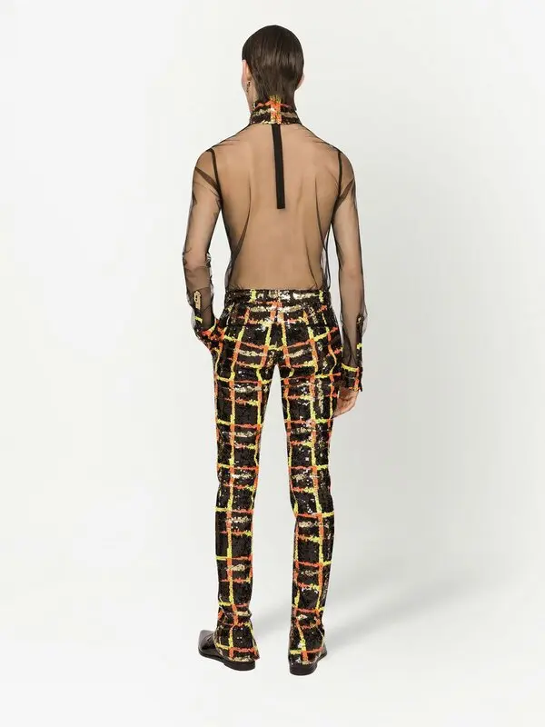 Dolce & Gabbana Sequin-embellished Checked Trousers