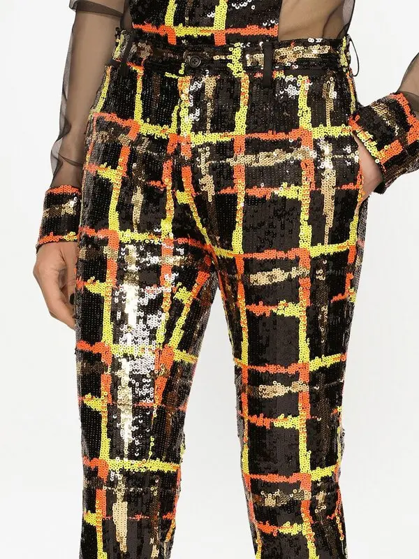 Dolce & Gabbana Sequin-embellished Checked Trousers
