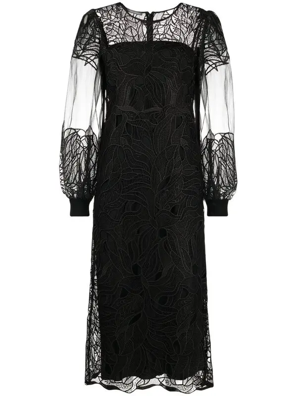 Alberta Ferretti Lace-overlay Midi Dress