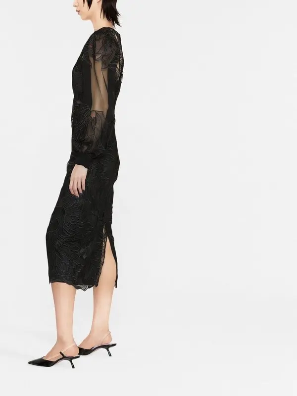 Alberta Ferretti Lace-overlay Midi Dress