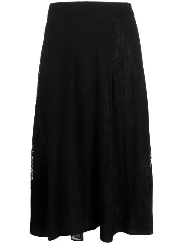 Alberta Ferretti Midi Skirt With Lace Inserts