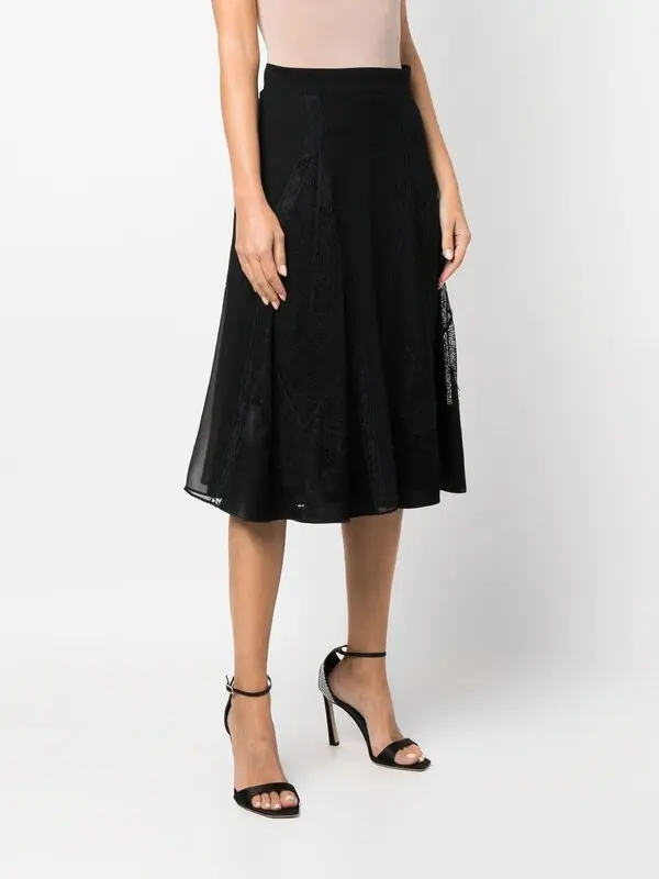 Alberta Ferretti Midi Skirt With Lace Inserts
