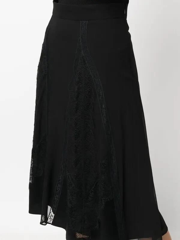 Alberta Ferretti Midi Skirt With Lace Inserts